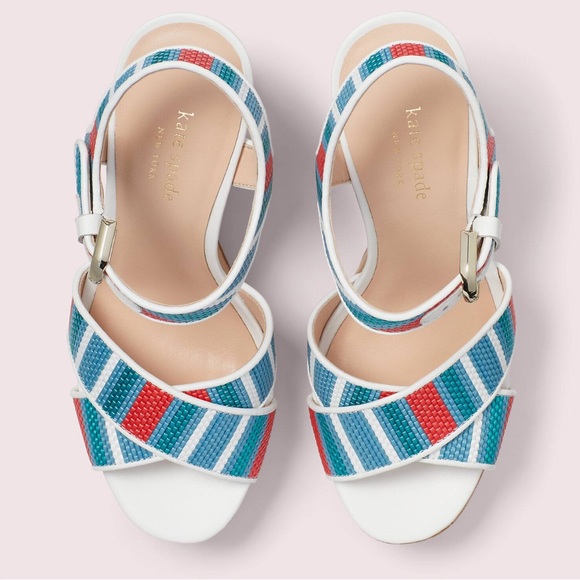 kate spade | Shoes | Kate Spade Grace Striped Raffia Platform Sandals ...